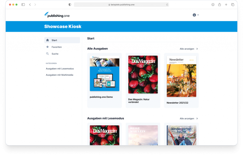 Online-Kiosk - alle Ausgaben an einem Ort | publishing.one